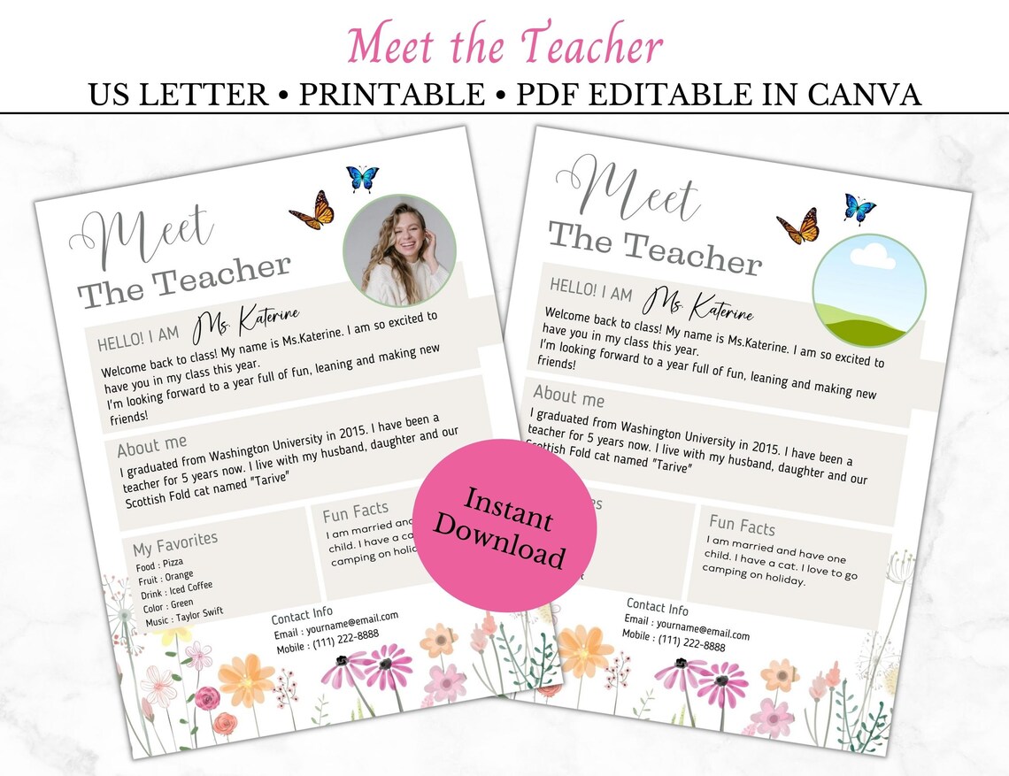 Meet the Teacher Editable Canva Template First Day of School - Etsy