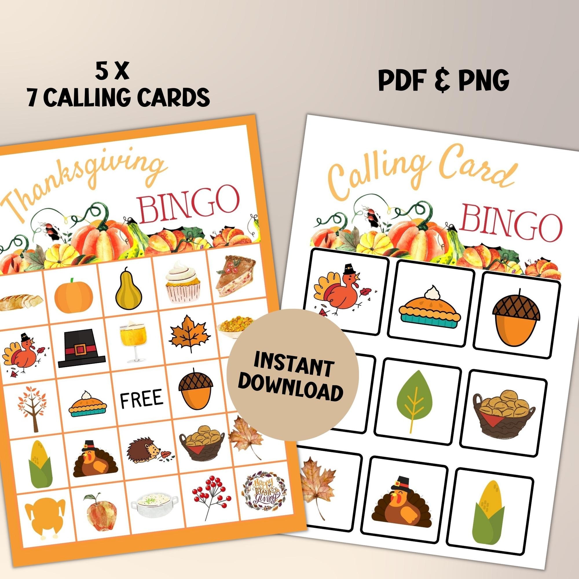 Thanksgiving Bingo Game Printable, 20 Bingo Cards, Thanksgiving Family ...