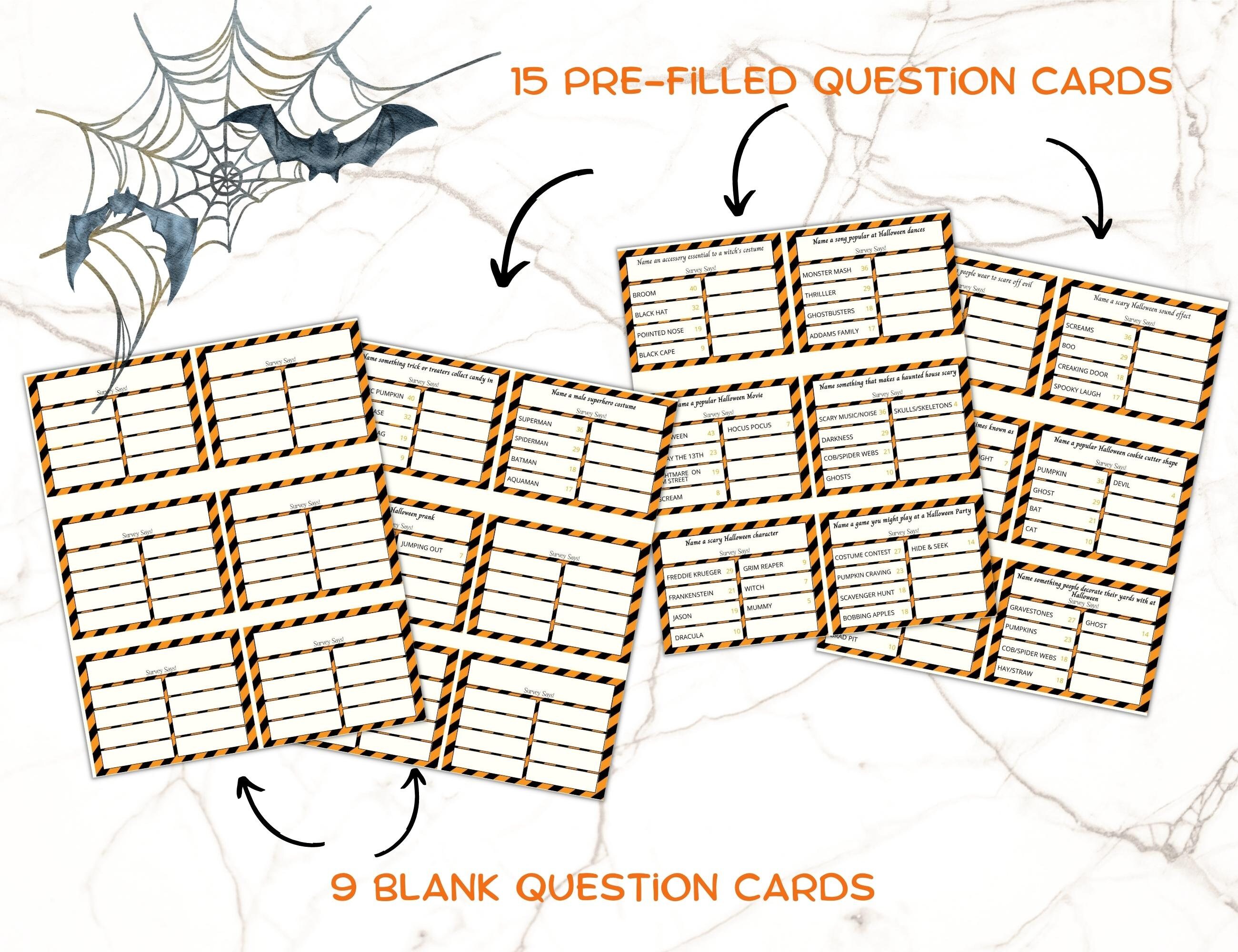 Halloween Friendly Feud Game Printable, Halloween Trivia Game, Family ...