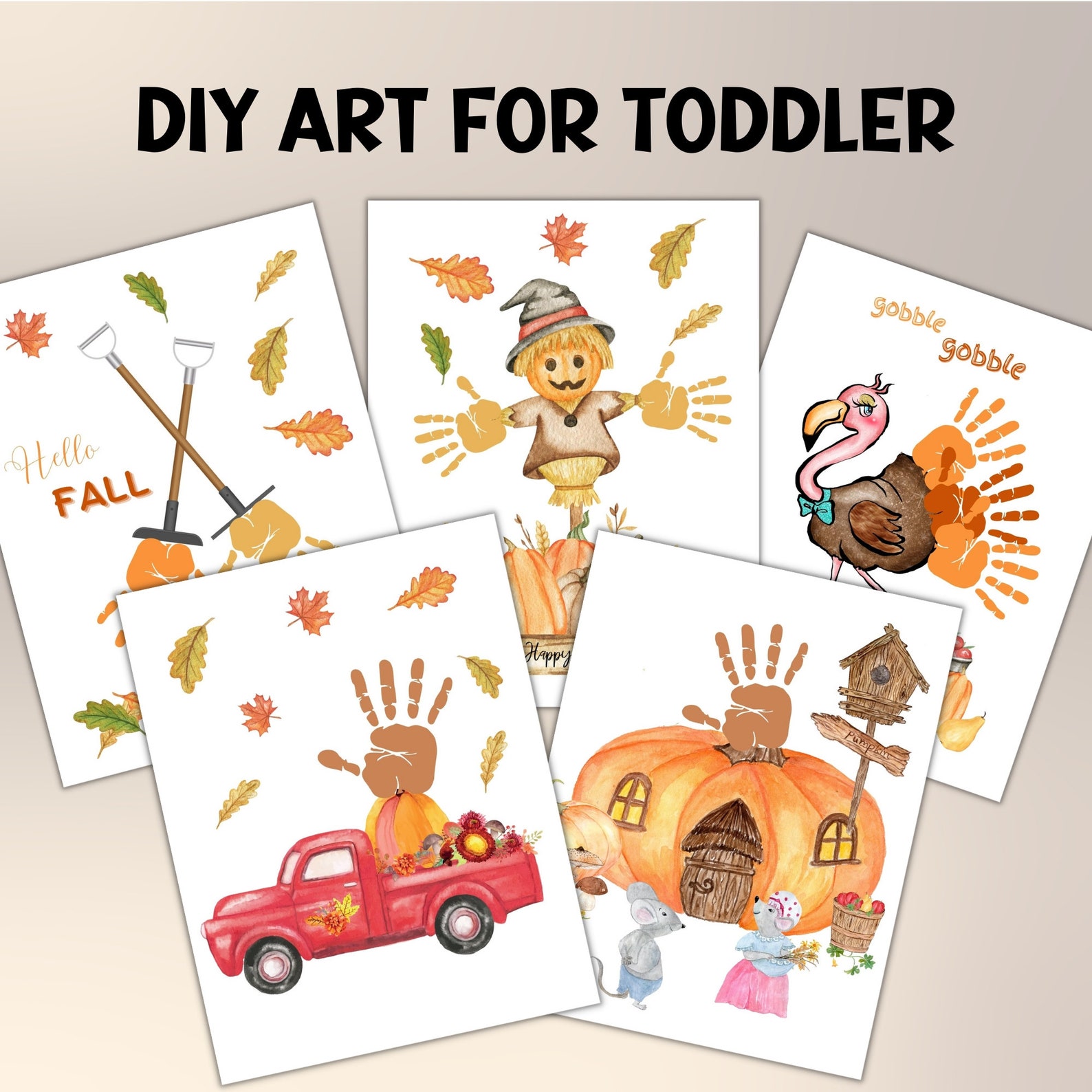 Thanksgiving Handprint & Footprint Craft Bundle, 10 Designs, DIY Fall ...