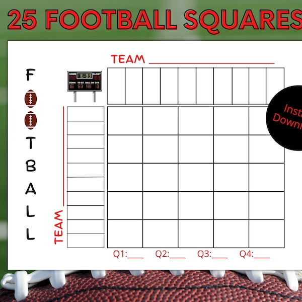 Free Printable Football Squares - Etsy