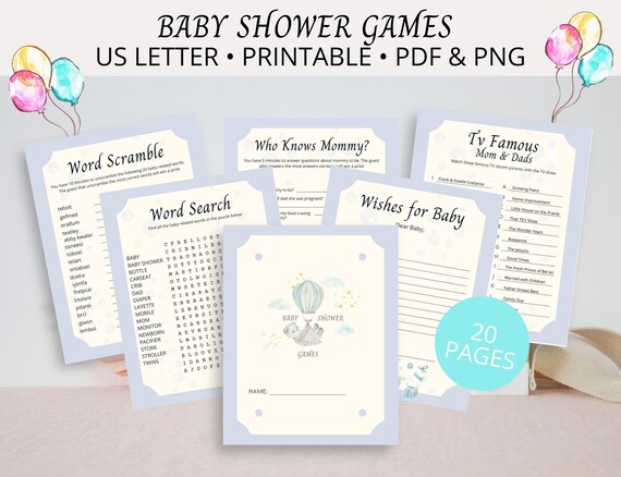 Baby Shower Games Printable Baby Shower Game Bundle With 20 - Etsy