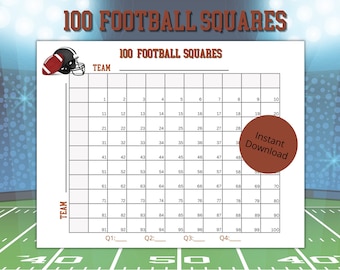 100 Squares Football - Etsy