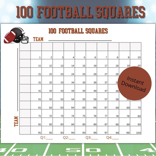 Super Bowl Square Template - Etsy