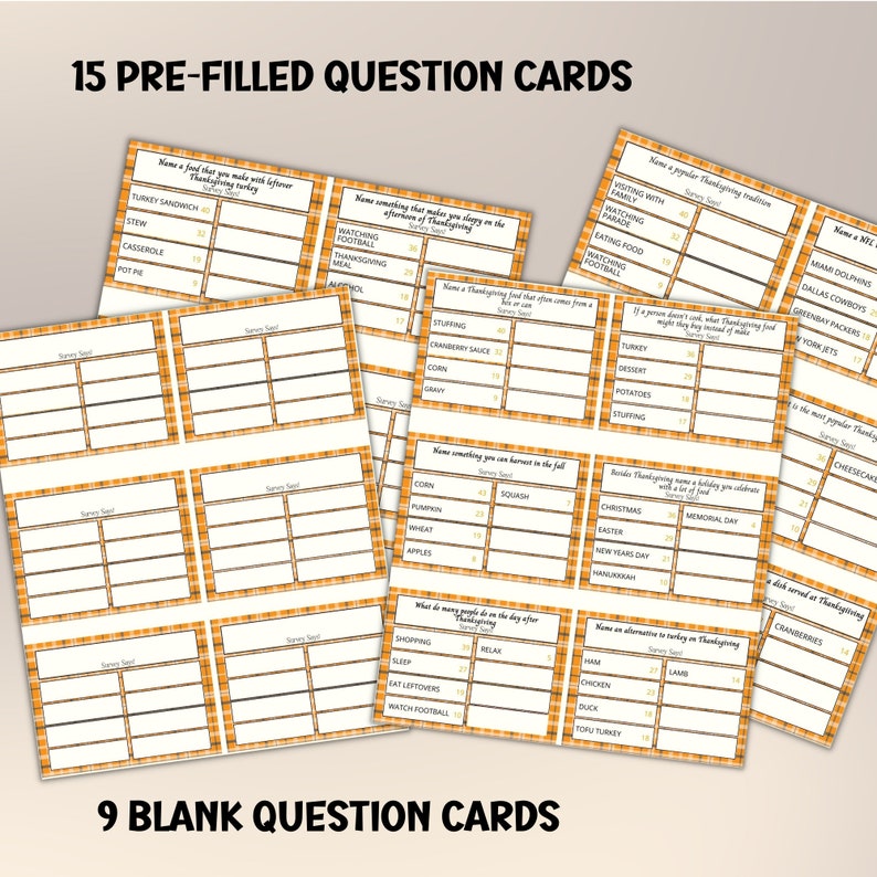 Thanksgiving Friendly Feud Game Printable, Thanksgiving Trivia ...