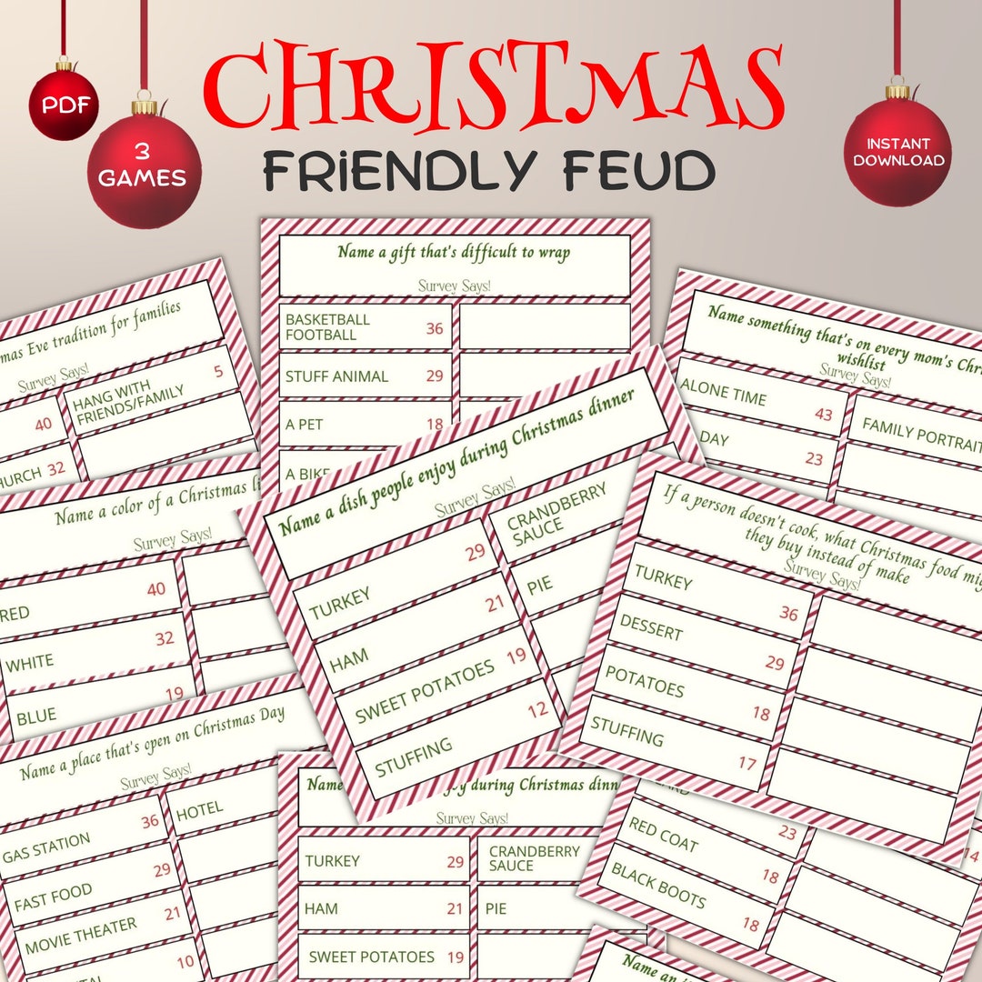 Christmas Friendly Feud: A Fun and Festive Trivia Game for the - Etsy