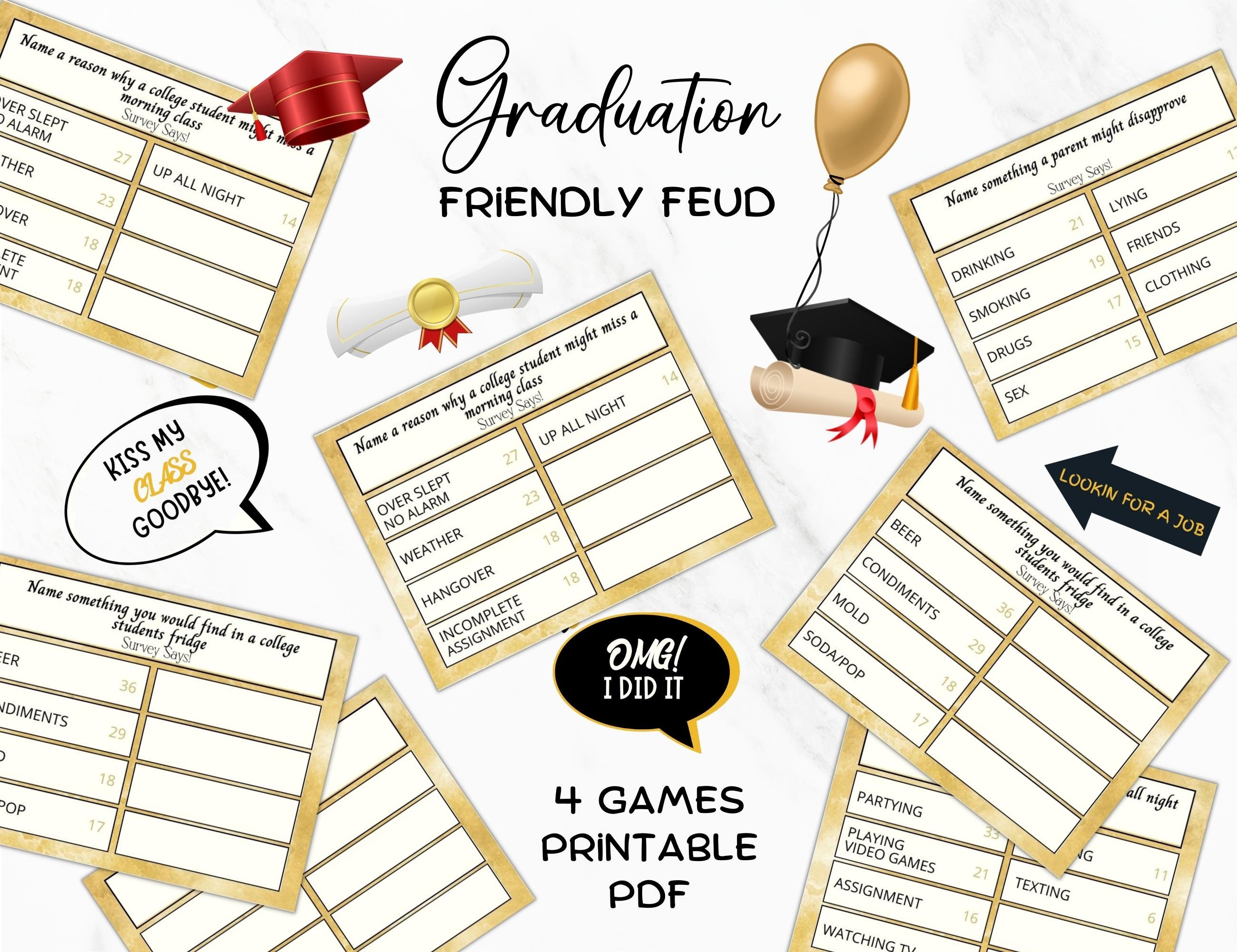 Graduation Friendly Feud Game Printable, Friendly Feud Trivia, Grad ...