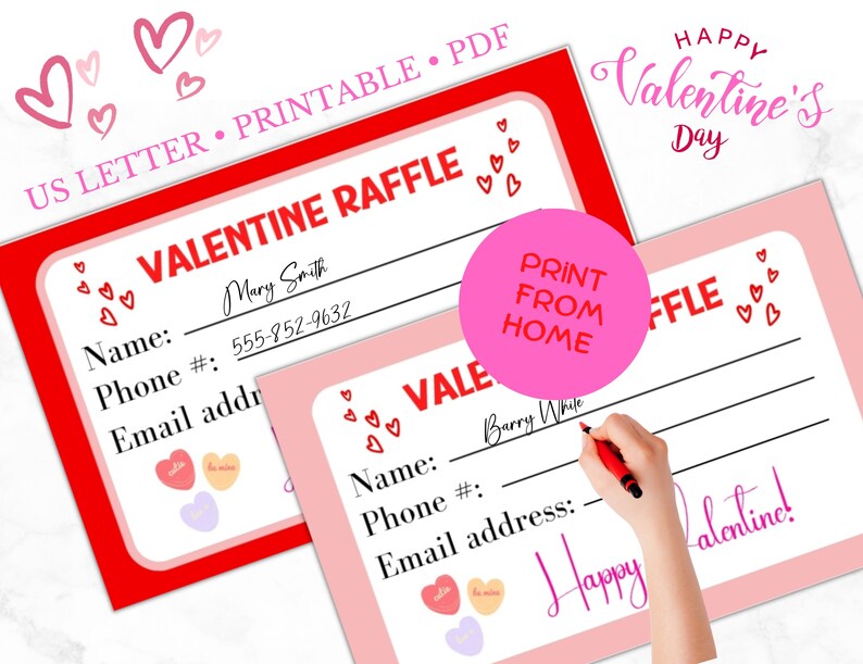 Valentine Raffle Ticket, Valentine Ballot, Printable Raffle Ticket ...