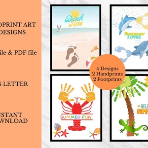 Summer Handprint Art DIY Bundle, Summer Theme Hand & Foot Print Craft ...