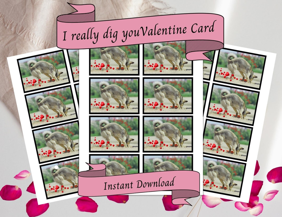 Printable Valentine Day Mini Cards 8 Husky - Etsy