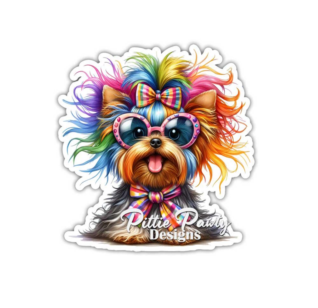 Yorkie Sticker - Humorous Crazy Hair Yorkie II Decal Sticker - Vinyl ...