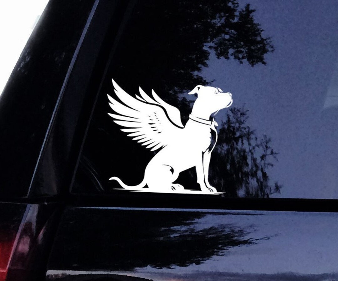 Sitting Pittie Pitbull Angel Silhouette W/wings Memorial Dog Sticker ...
