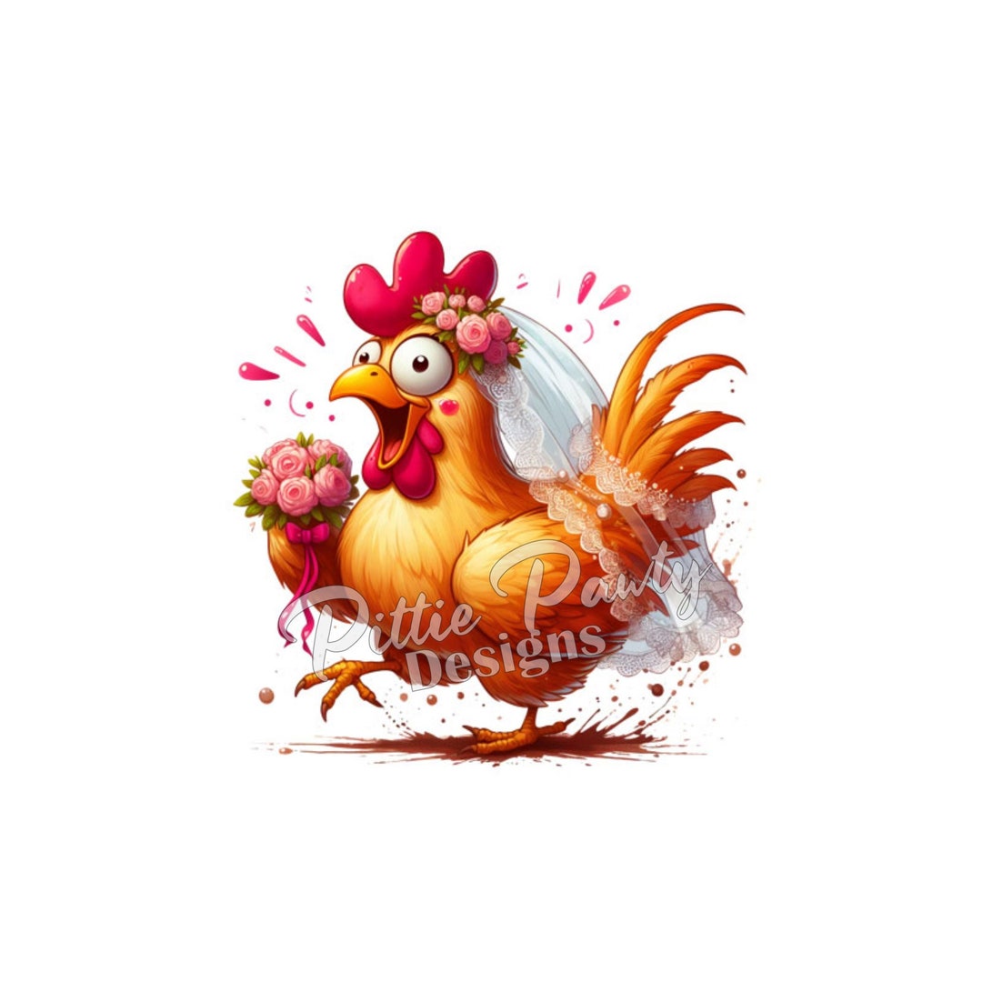 Chicken PNG - Digital Download - Humorous Chicken Bride - Watercolor ...