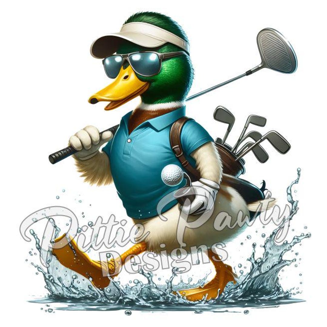 Mallard Duck PNG Digital Download - Sporty Mallard Duck Going Golfing ...