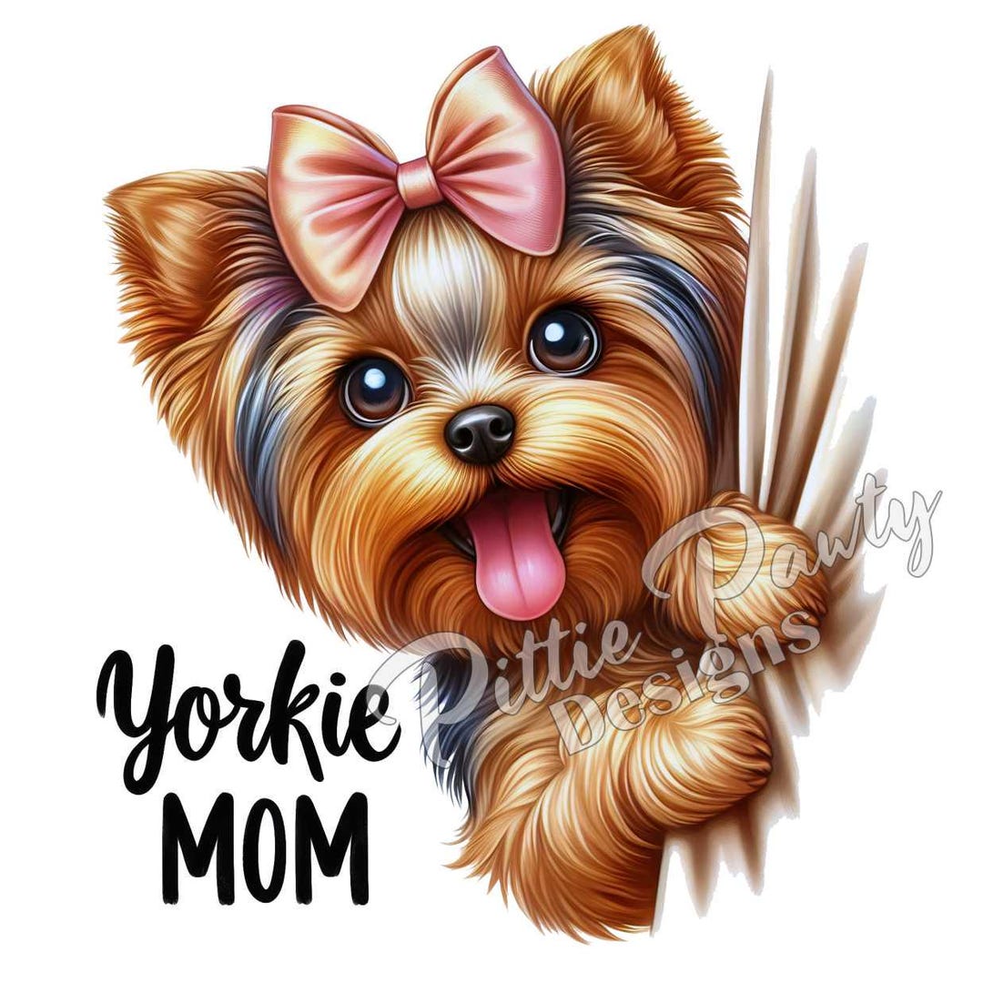 Yorkie PNG Digital Download Peeking Yorkie Mom Dog - Yorkshire Terrier ...