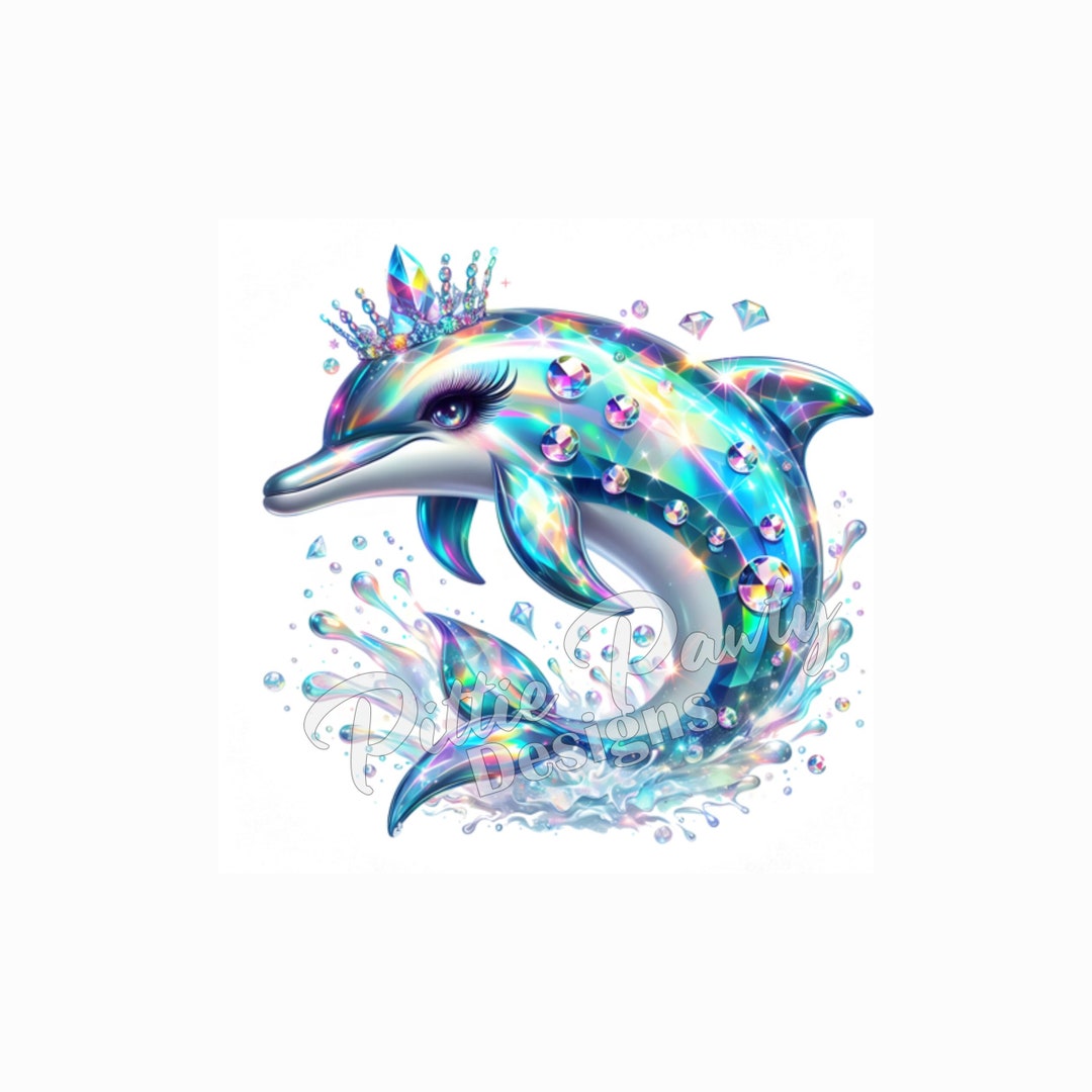 Prismatic Color Dolphin Princess Splash - Beach Girl Design - Instant ...