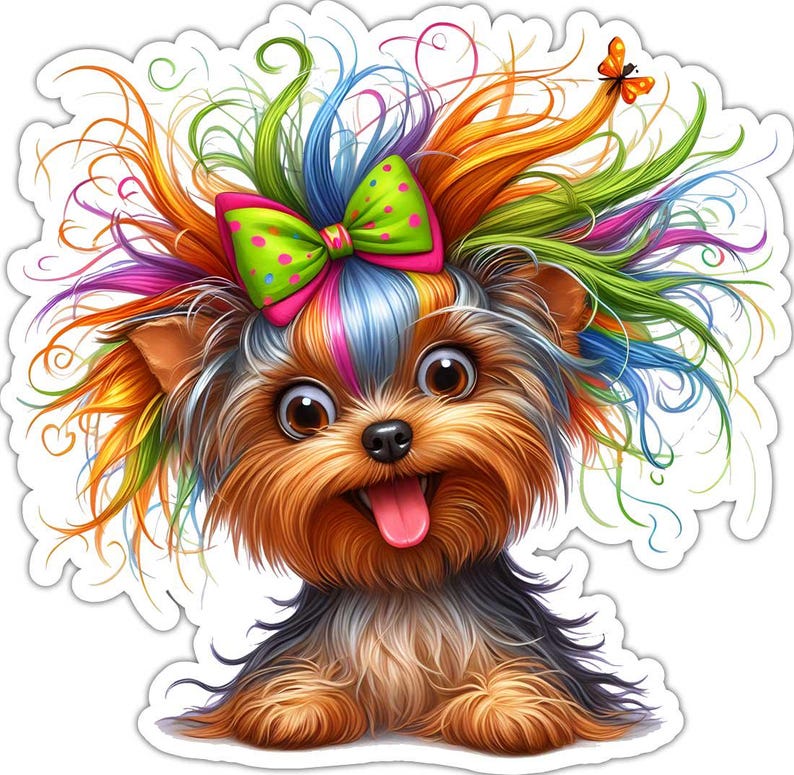 Yorkie Sticker - Humorous Crazy Haired Yorkie - Yorkshire Terrier Dog ...