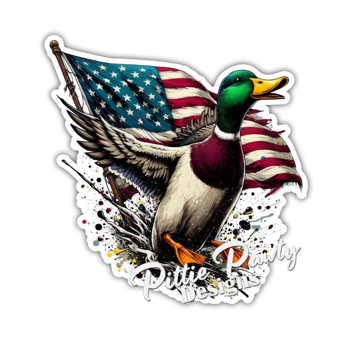 Mallard Duck Sticker - Mallard Duck American Flag Splatter Decal ...