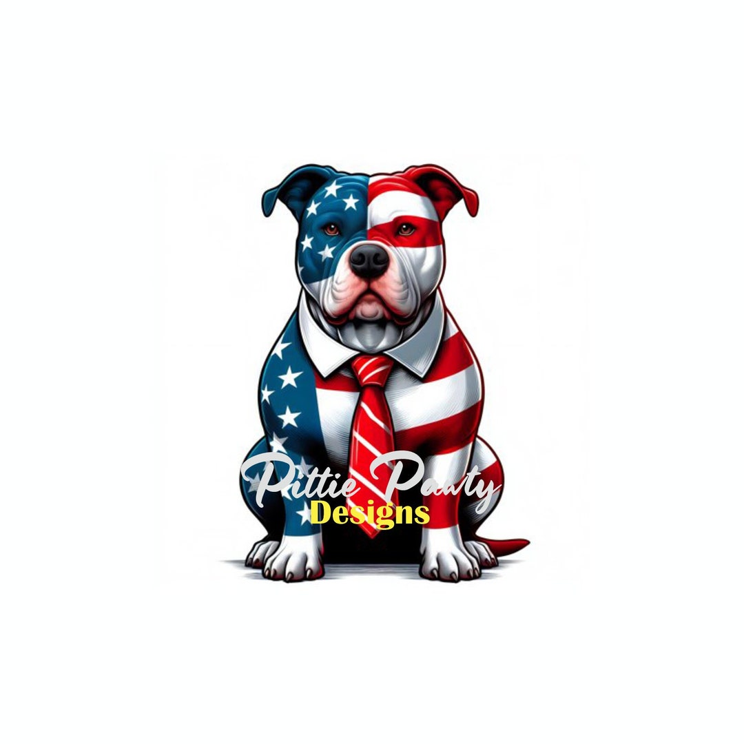 PNG Digital Download - Trump American Flag Bully Dog W/tie 2024 ...