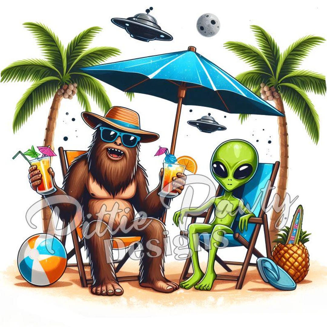 Sasquatch and Alien PNG Digital Download - Sasquatch and Alien Chillin ...