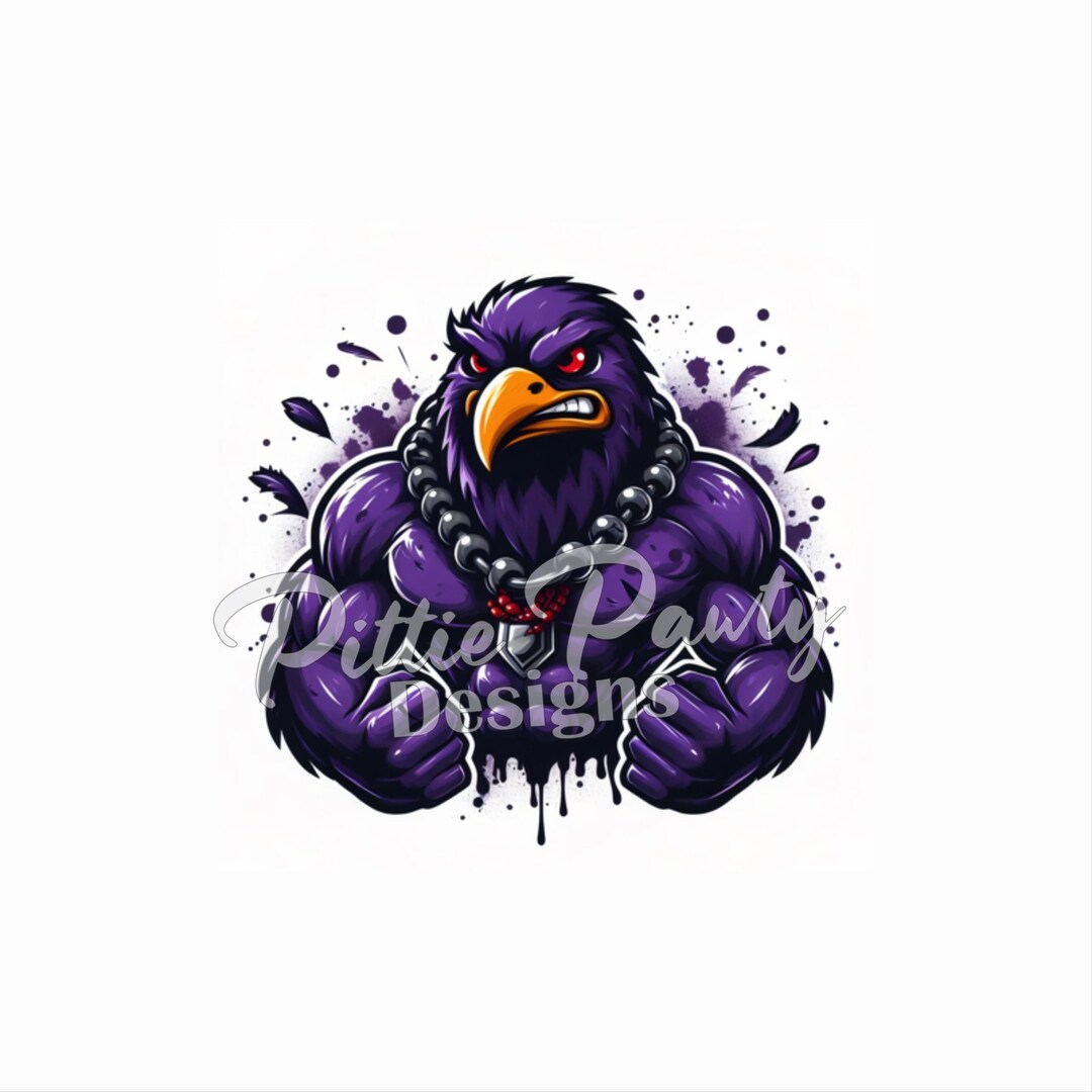 Raven Bird PNG Digital Download - Angry Purple Raven Bird Ruffled ...