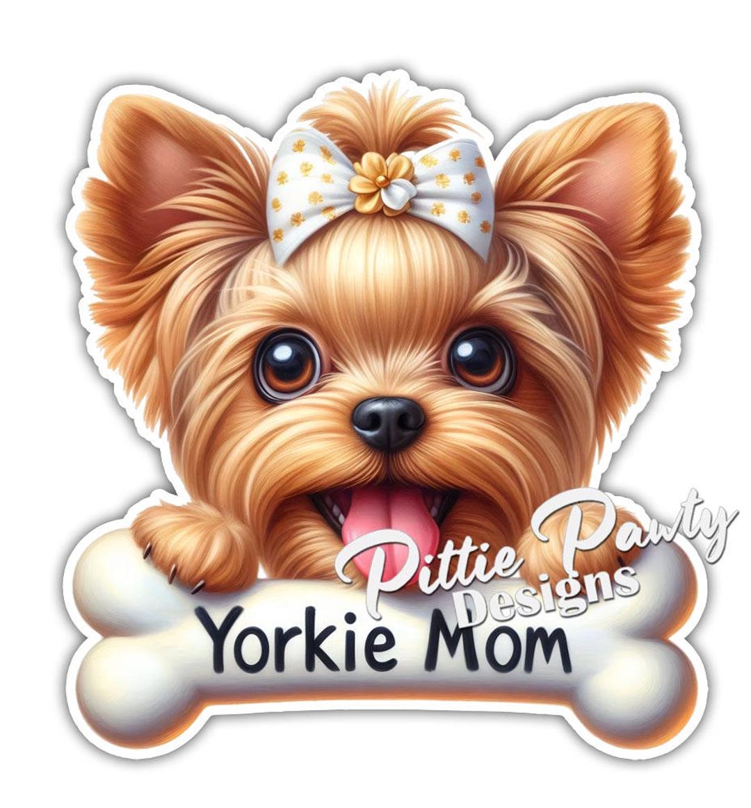 Yorkie Sticker - Happy Peeking Yorkie Mom II Decal Sticker - Vinyl Car ...