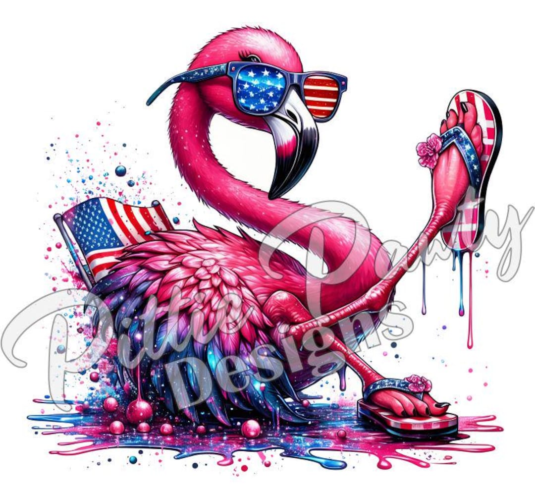 Flamingo PNG Digital Download - American Flag Flamingo Dripping in ...