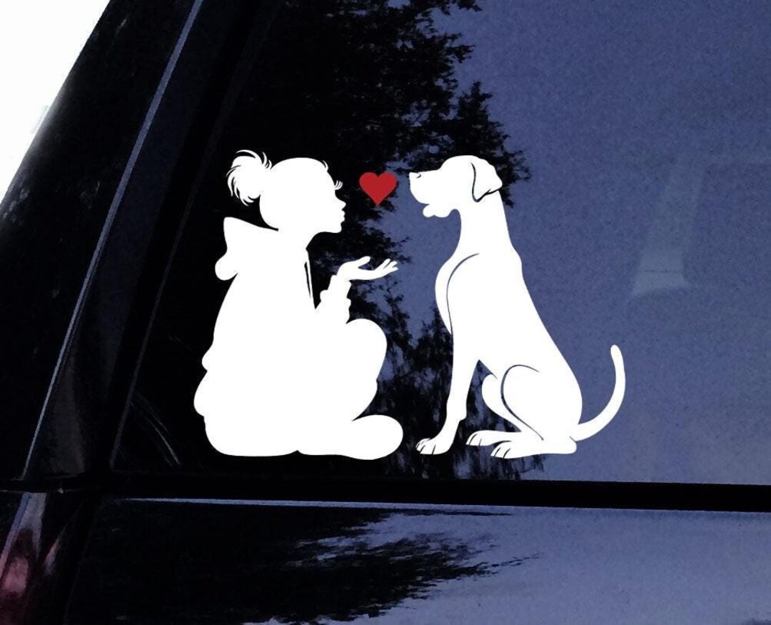 Great Dane Decal - Sitting Hoodie Lady Loves Her Great Dane - Great ...