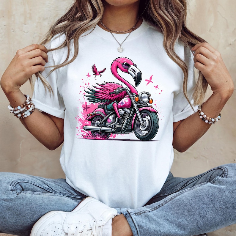 Flamingo PNG Digital Download - Lady Pink Flamingo Cool Biker Chic ...