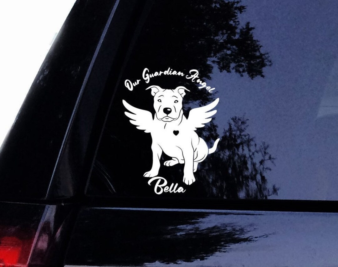 Pitbull Decal - Sitting Pittie Pitbull Angel W/wings "our Guardian ...