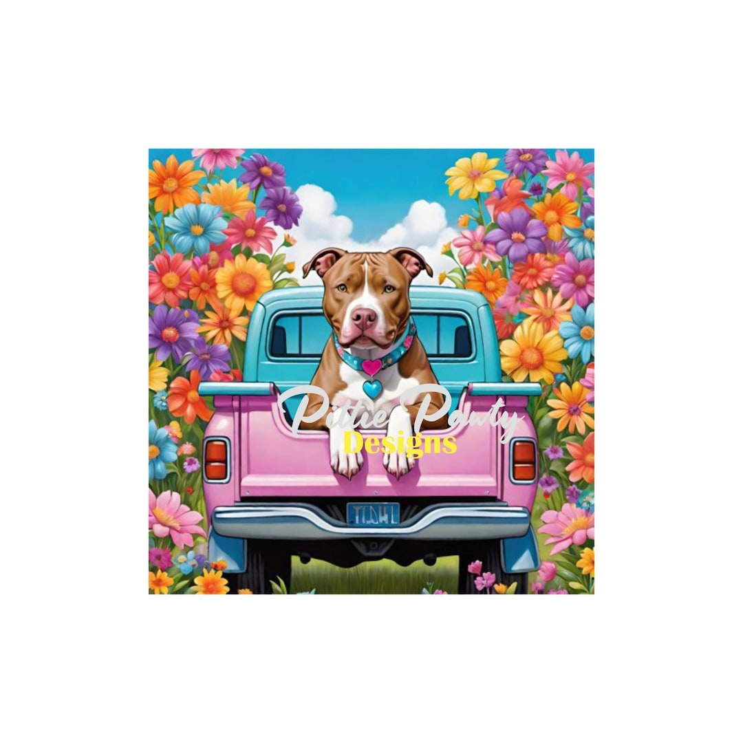 Tailgate Peeking Red/tan Pitbull - Pit Bull Bully Design - Instant ...