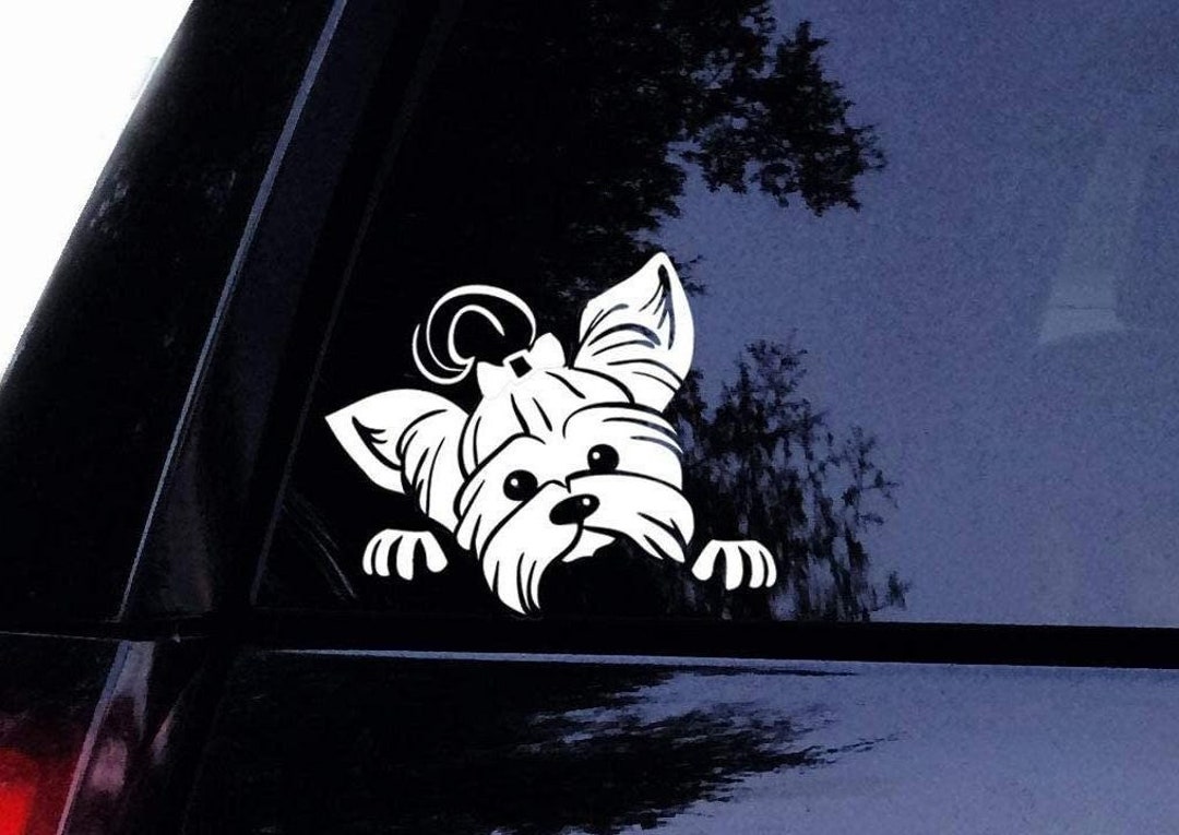 Yorkie Decal - Peeking Yorkie Head Tilting Peek a Boo Dog Sticker ...