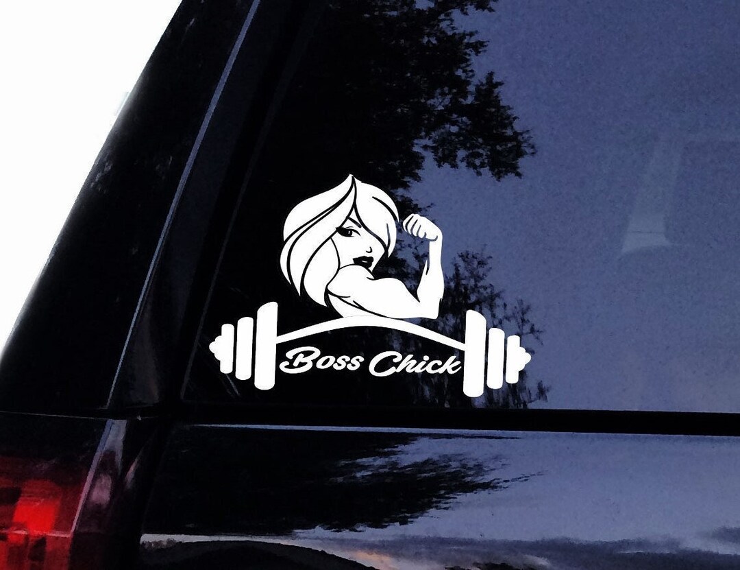 Weightlifter Decal - Boss Chick Barbell Women's Workout Gym Sticker ...