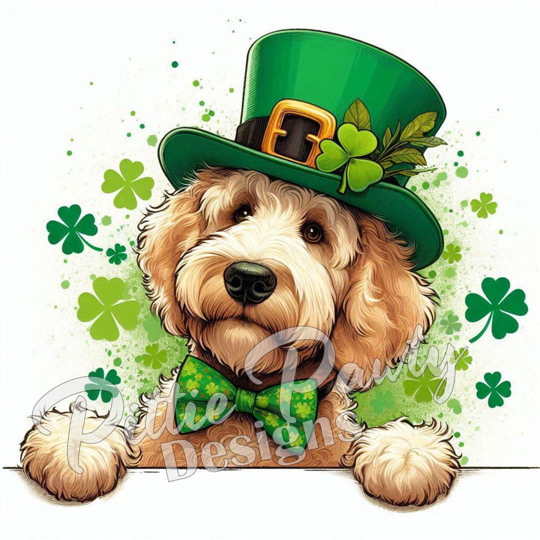 Goldendoodle PNG Digital Download St Patricks Peeking Goldendoodle Dog ...