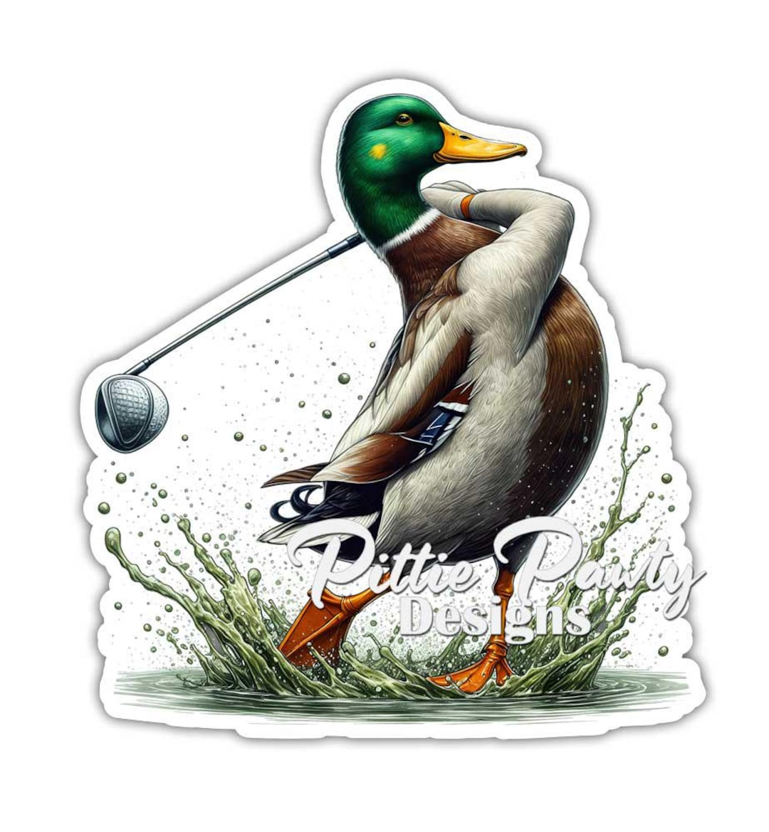 Mallard Duck Sticker - Mallard Duck Golfer Splash Decal Sticker - Vinyl ...