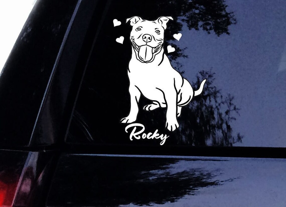Sitting Smiling Pittie Pit Hearts PERSONALIZED Pitbull Dog - Etsy