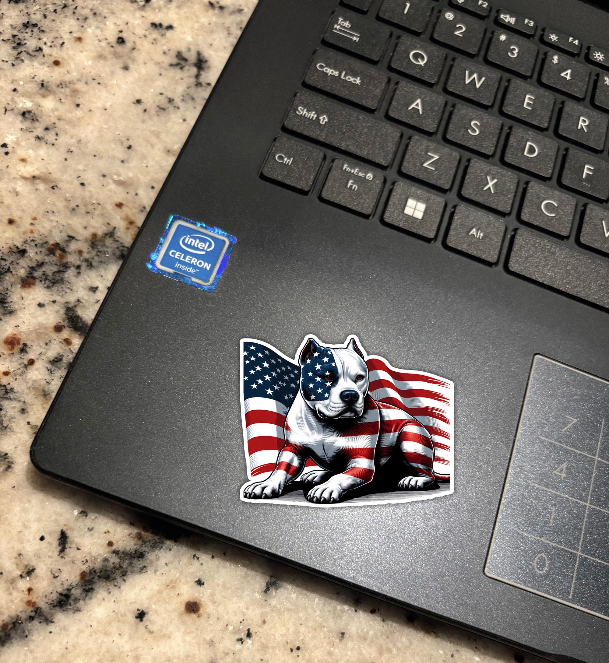 Pitbull Sticker - Pitbull Bully Dog Covered in America Decal Sticker ...