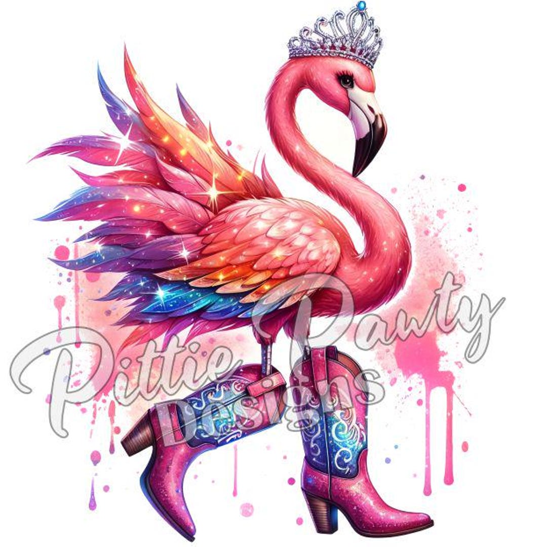 Flamingo Bird PNG - Cowboy Princess Flamingo - Cowgirl - Digital ...