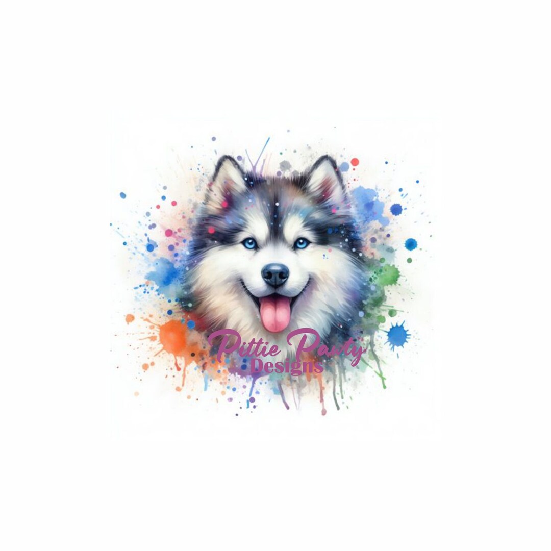 Happy Watercolor Husky - Siberian Husky Dog Design - Instant Download ...