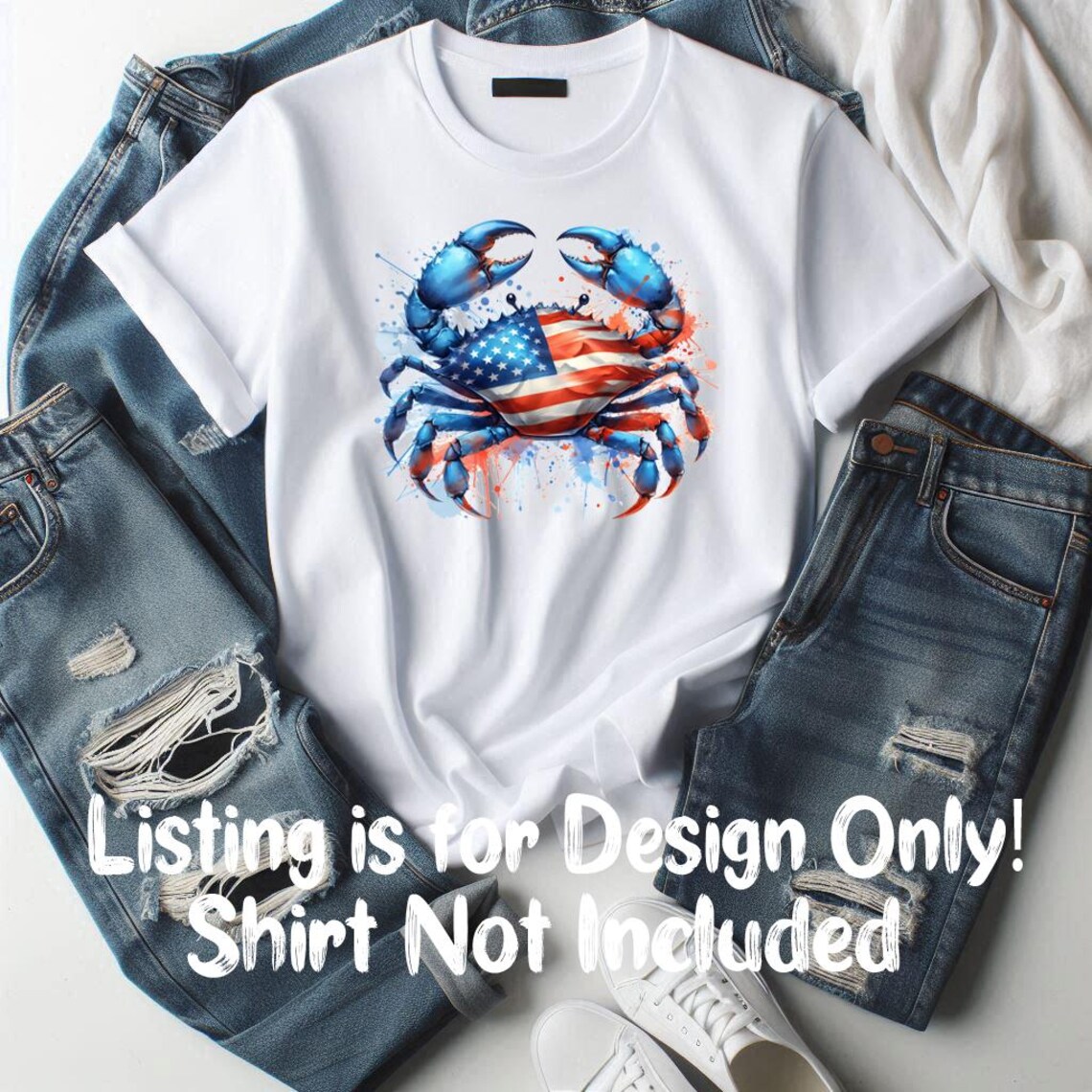 Crab PNG Digital Download - USA American Flag Blue Crab Watercolor ...