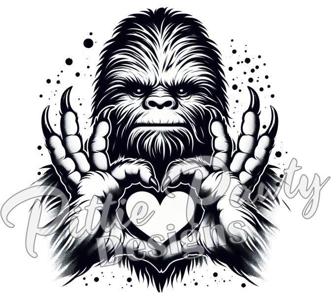 Sasquatch PNG Digital Download - Sasquatch Love Heart Hands - PNG ...