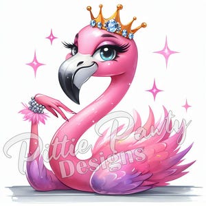 Flamingo PNG Digital Download - Sassy Flamingo Bird Princess ...