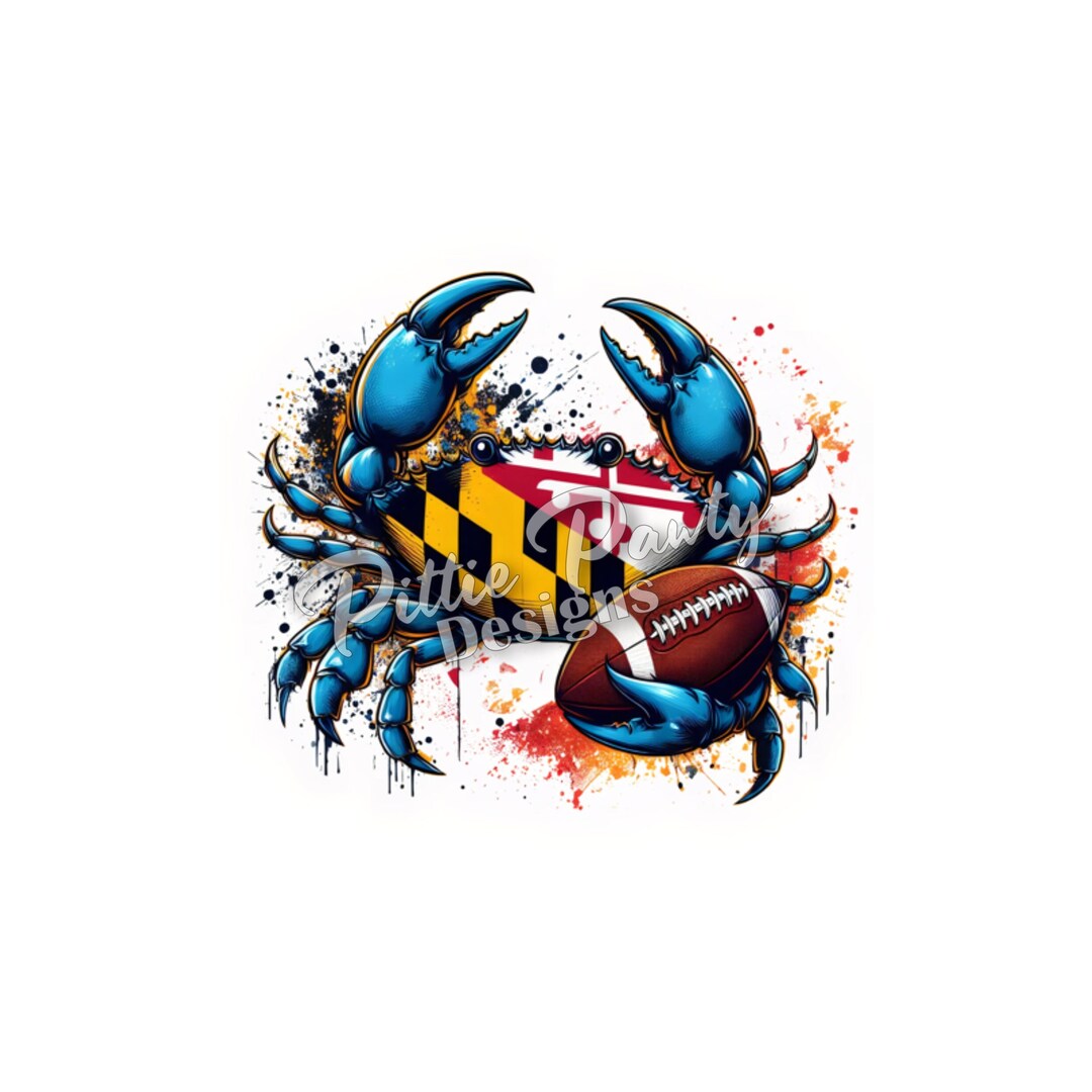 PNG Digital Download - Maryland Blue Crab and Football - Steamed Crabs ...