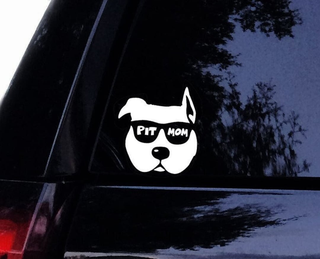 Pit Mom Pitbull Dog Face Sticker With Sunglasses - Vinyl Car Window ...
