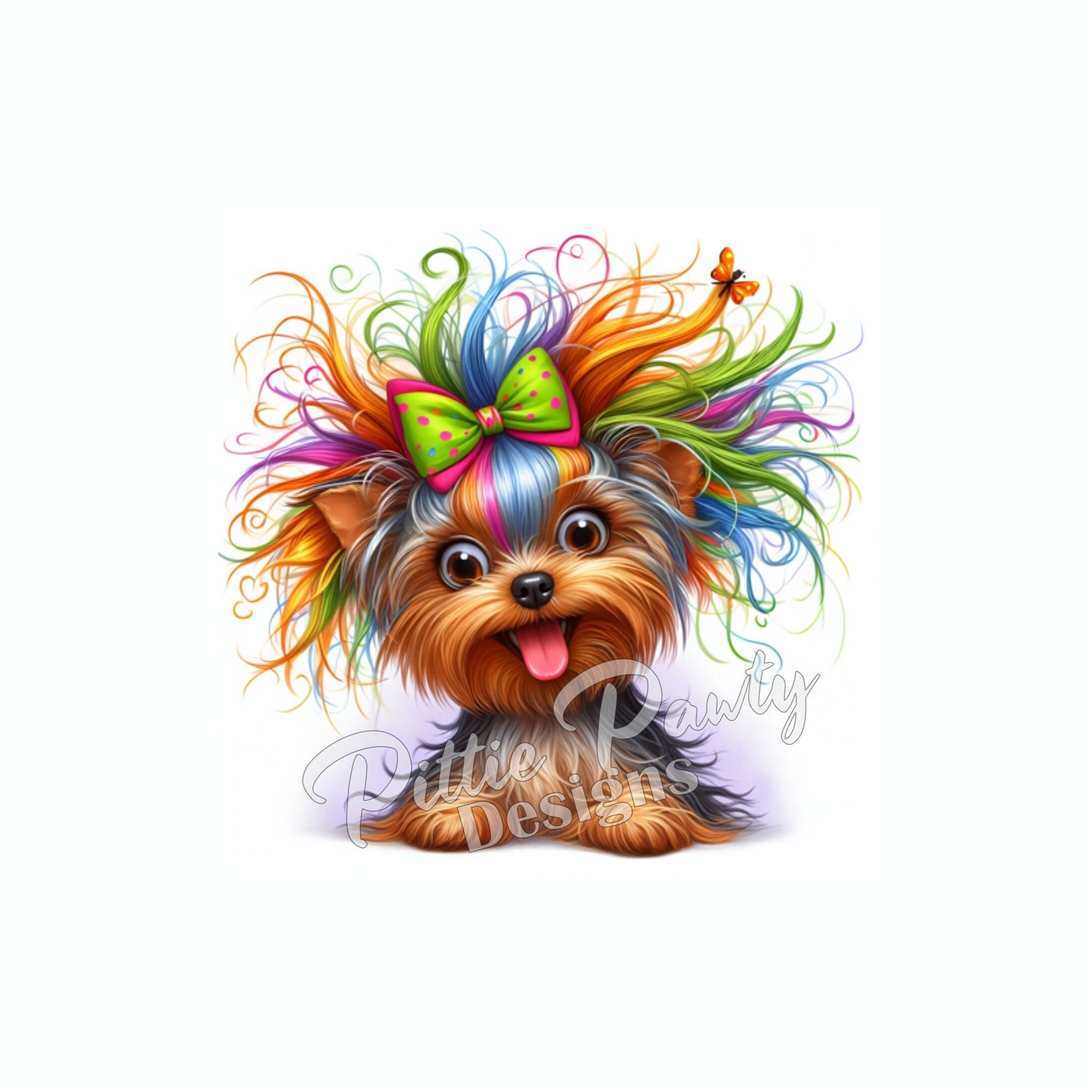 PNG Digital Download - Humorous Crazy Haired Yorkie - Yorkshire Terrier ...