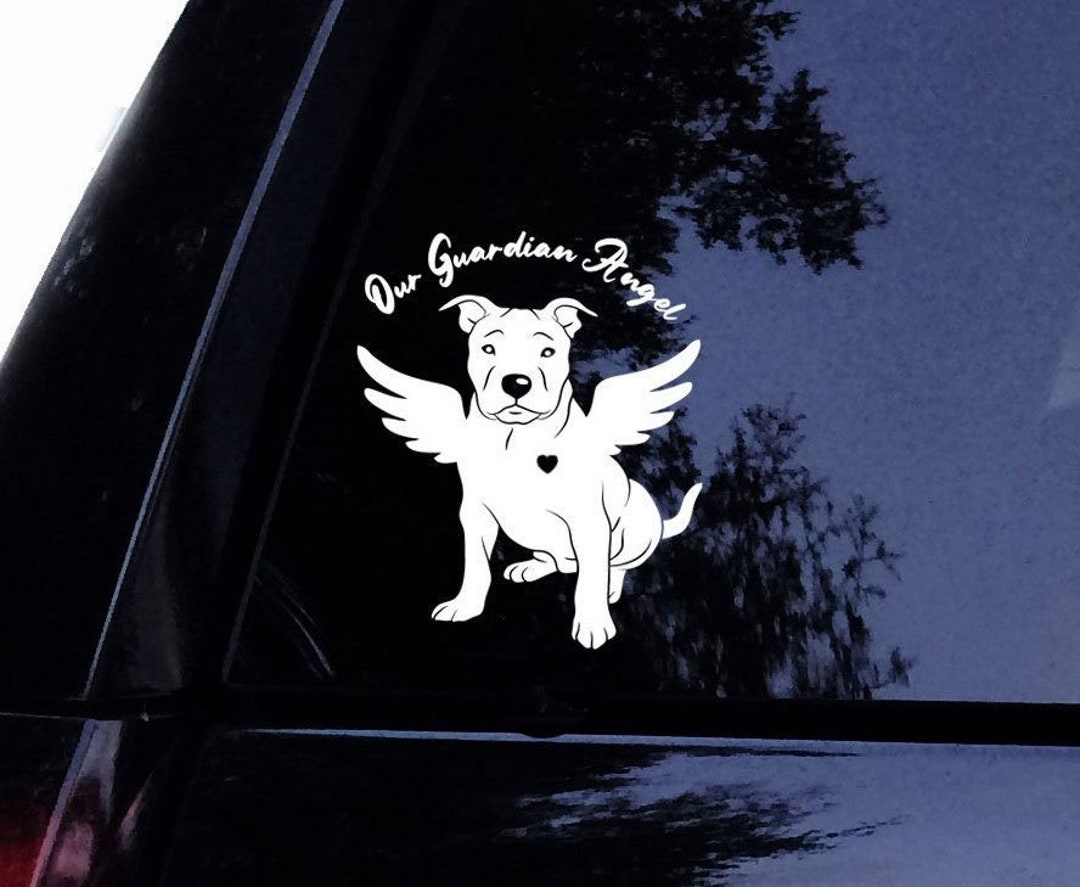 Pitbull Decal - Sitting Pittie Pitbull Angel W/ Wings "our Guardian ...