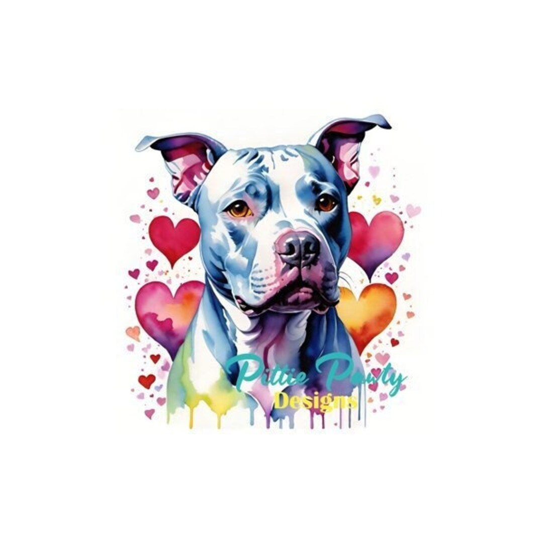 Splattered Pastel Hearts Valentines Day Pitbull Design Instant Download ...