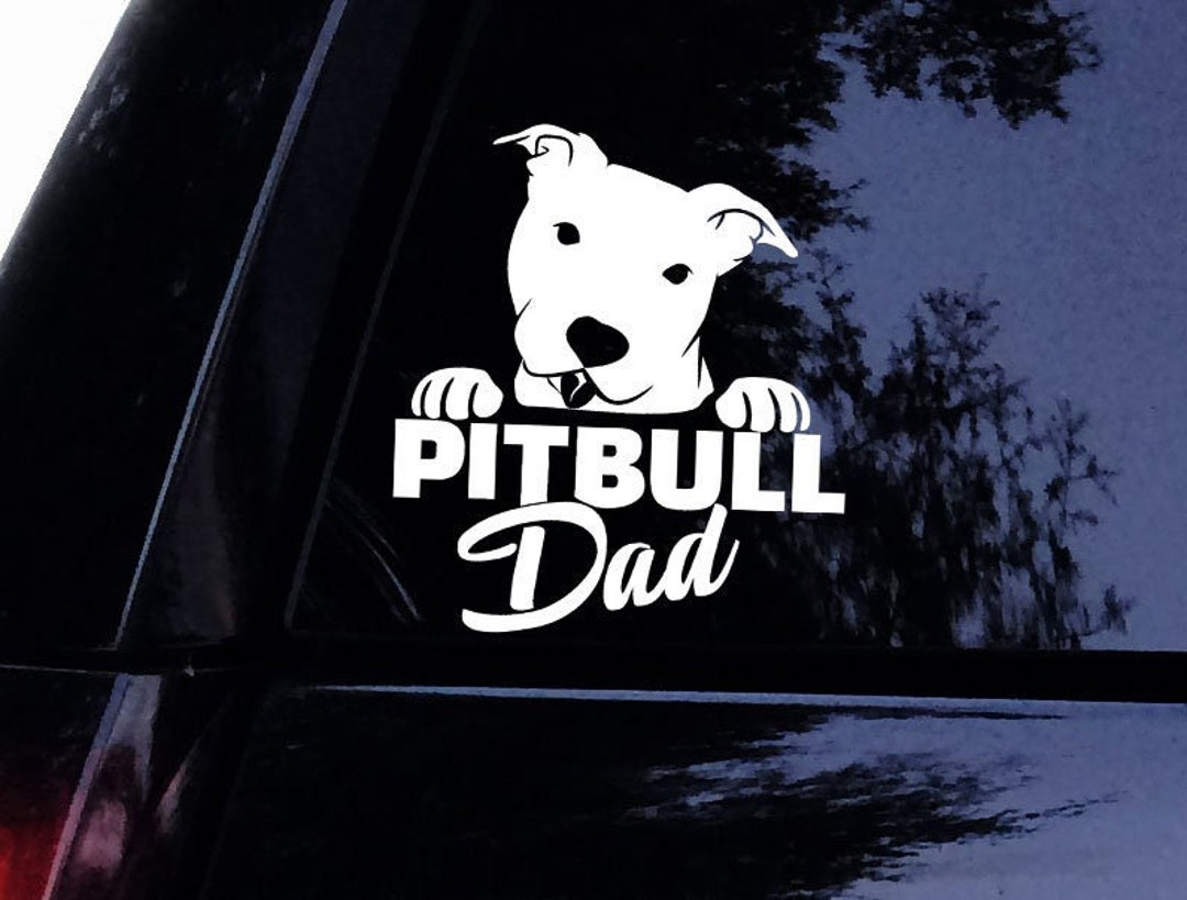 Pitbull Decal - Peeking Pit Pitbull DAD Dog Sticker - Pit Dad Vinyl Car ...