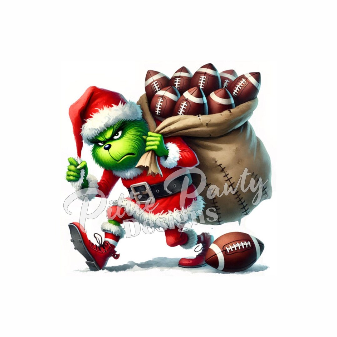 PNG Digital Download - Santa Green Grouch Who Stole Football Game - PNG ...
