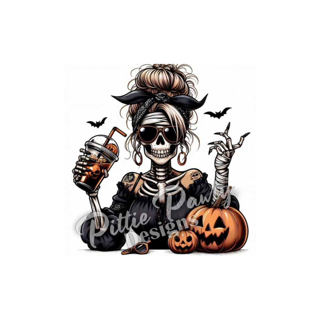 PNG Digital Download - Spooky Halloween Mummy Skeleton Lady - Zombie ...
